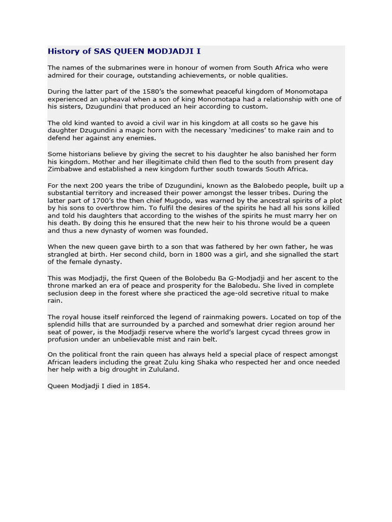 History of Queen Modjadji I | PDF
