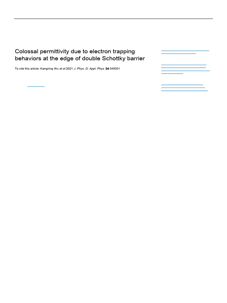 Colossal Permittivity Due To Electron Trapping - Behaviors at The Edge ...