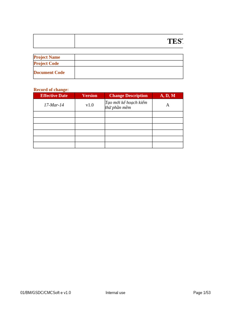 TestDocument Test Plan Test Repor v1.0 | PDF