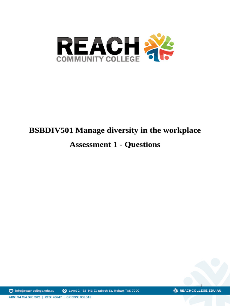 BSBDIV501 Assessment 1 - Student | PDF | Discrimination | Human Rights