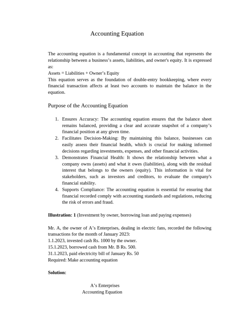 Accounting equation, Assignment-1 on 13-2-2025 | PDF | Equity (Finance ...