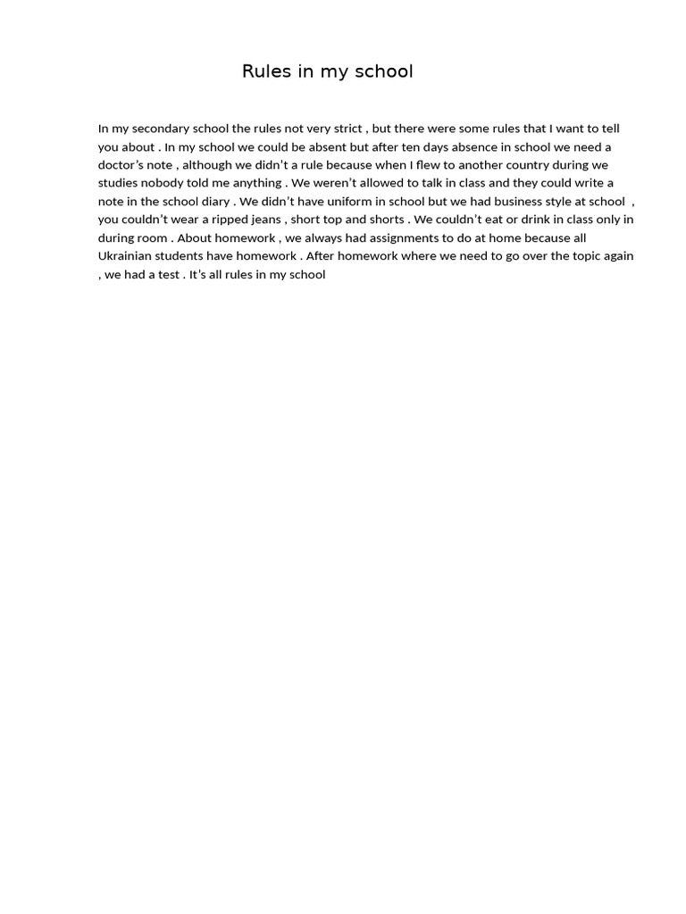 Rules in my school | PDF