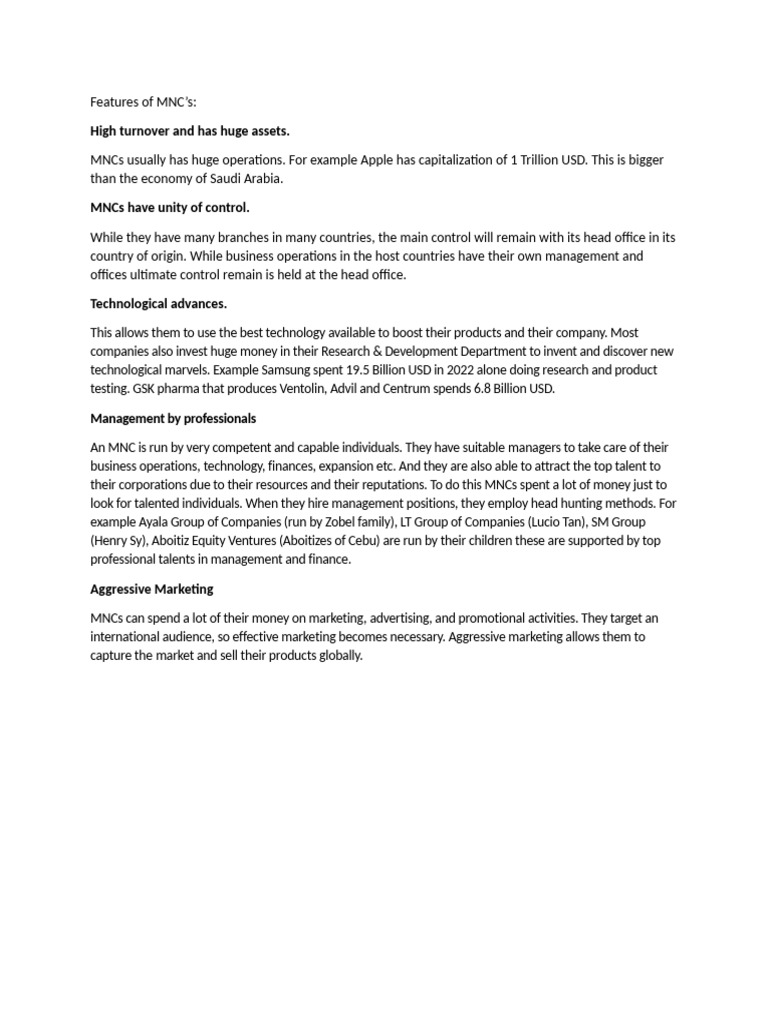 Features-of-MNC | PDF