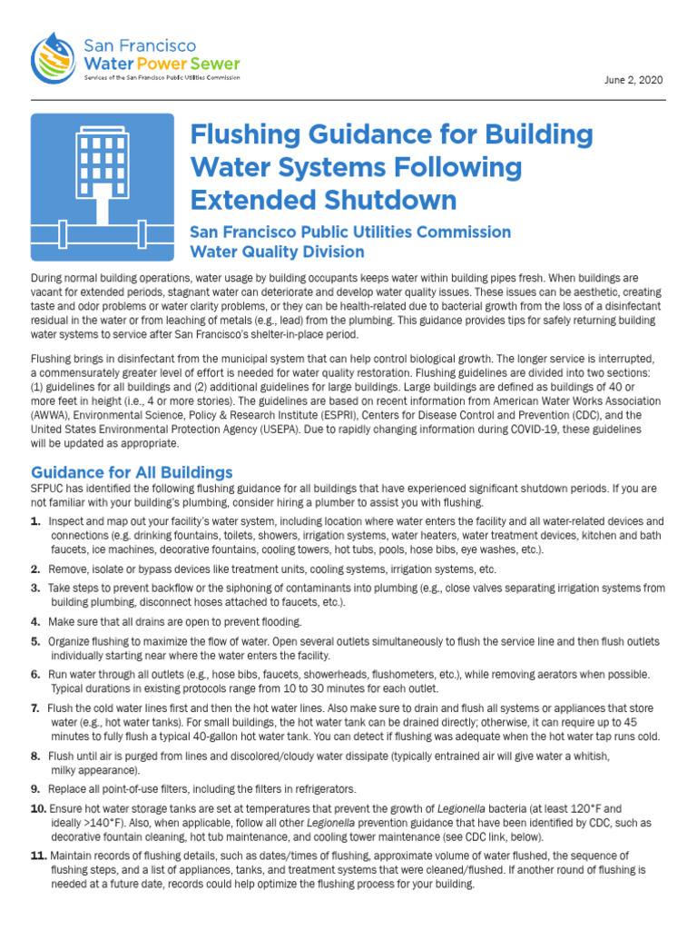 Flushing Building Guidelines Checklist Eng JUN2020 | PDF | Water ...