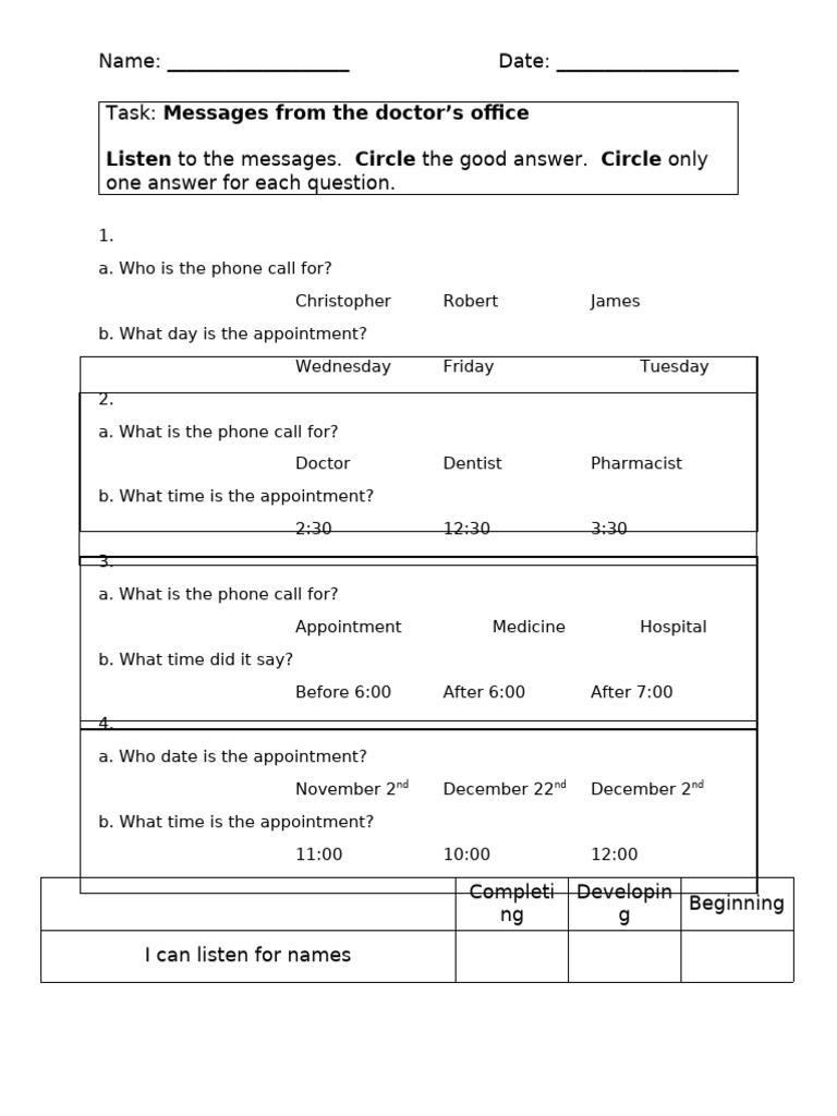 1HEA Assess Li Messages from Drs office | PDF