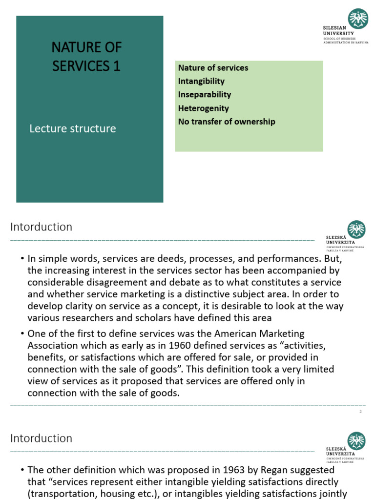 Marketing_of_services_1_Nature_of_services_1 | PDF | Goods | Marketing