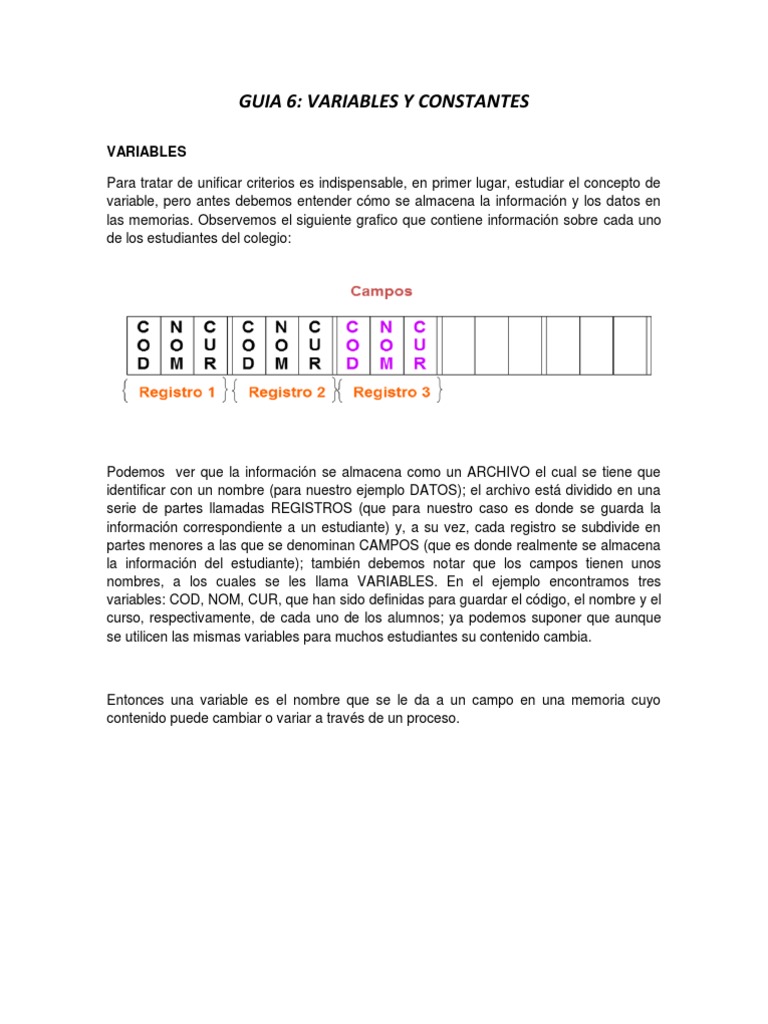 Guia 6 Variables y Constantes | PDF | C Sharp (lenguaje de programación ...