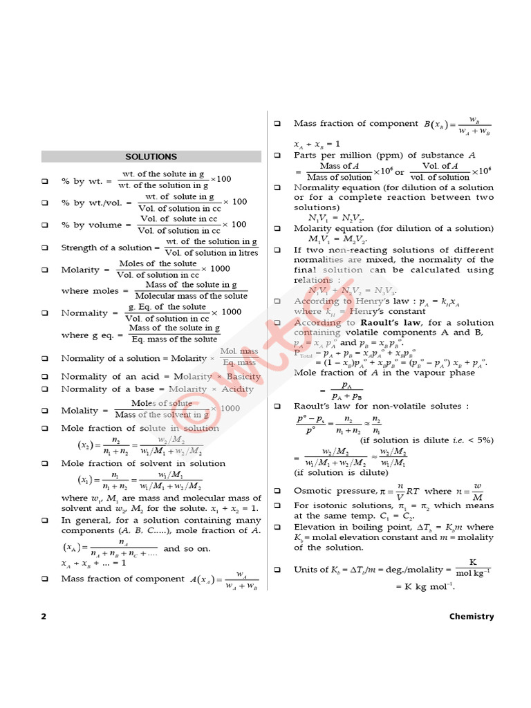 Class 12 Chemistry Formulas | PDF | Amine | Ether