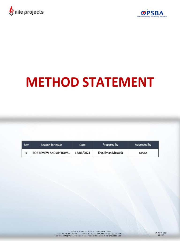 OPSBA-TK210 Insulation Project-Method Statement | PDF | Personal ...