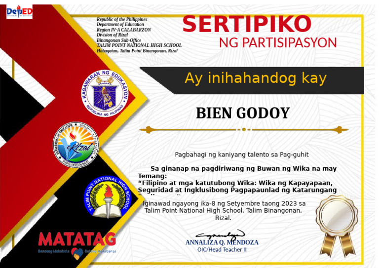 Buwan NG Wika Certi | PDF