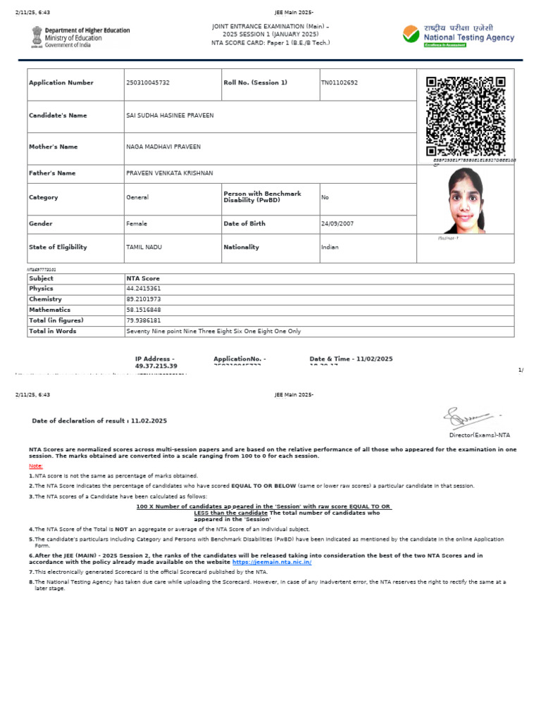 JEE Main 2025-S1P1 | PDF | Student Assessment And Evaluation ...