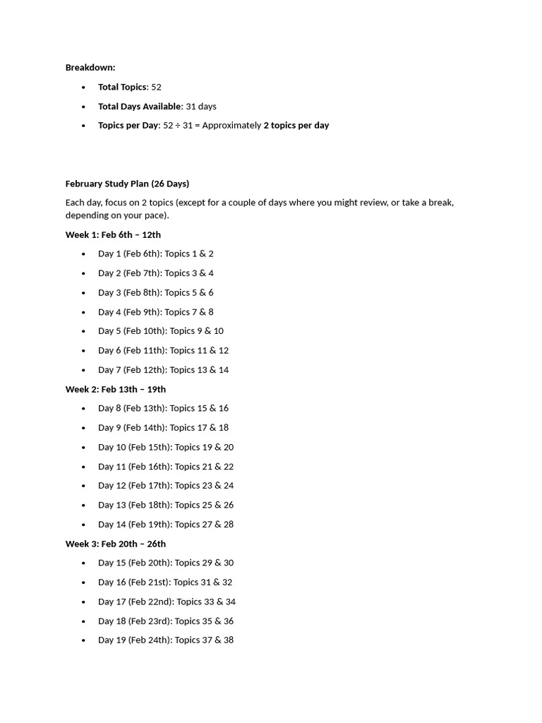 Study Plan For 11th | PDF