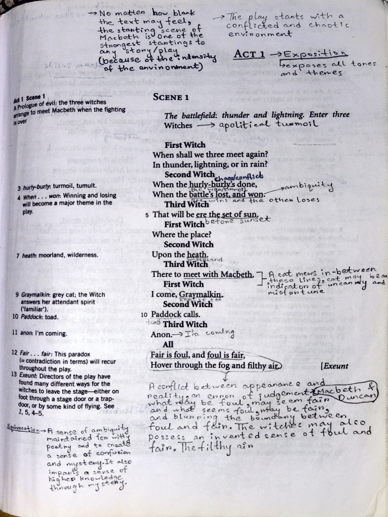 Macbeth Notes (A1S1-A1S3) | PDF