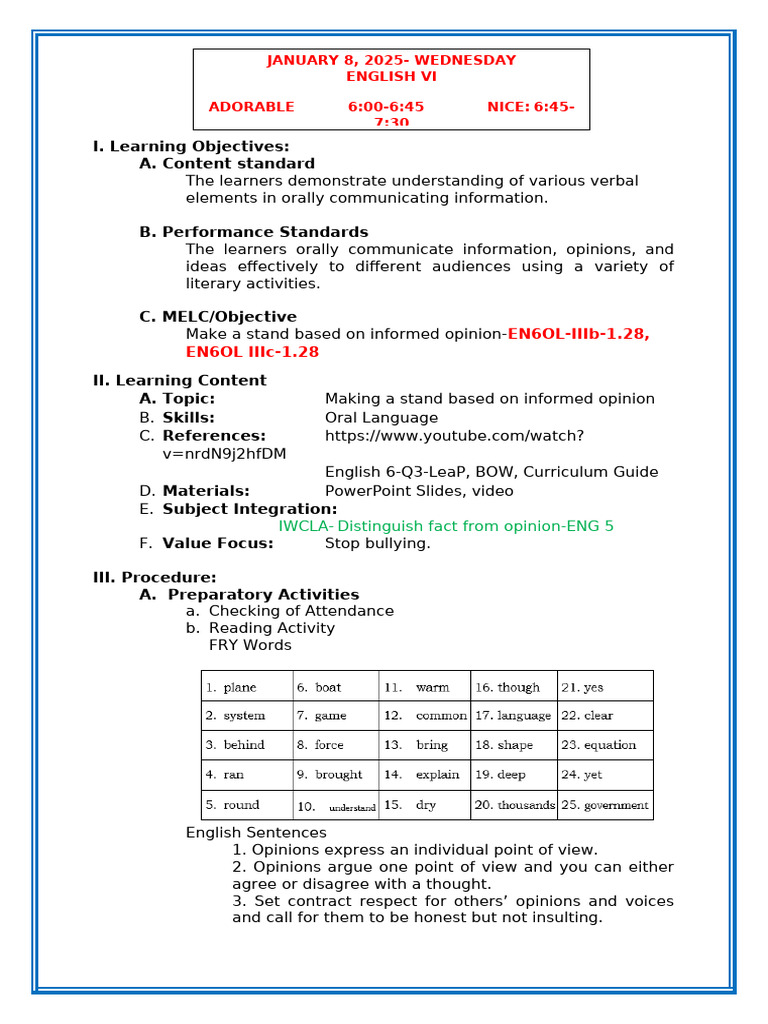 Q3 English W3 D3 Informed Opinion | PDF | Learning | Knowledge