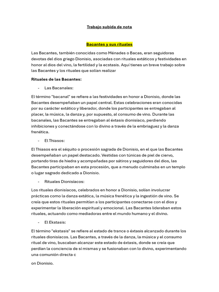 Trabajo Subida de Nota | PDF | Orfeo | Dioniso