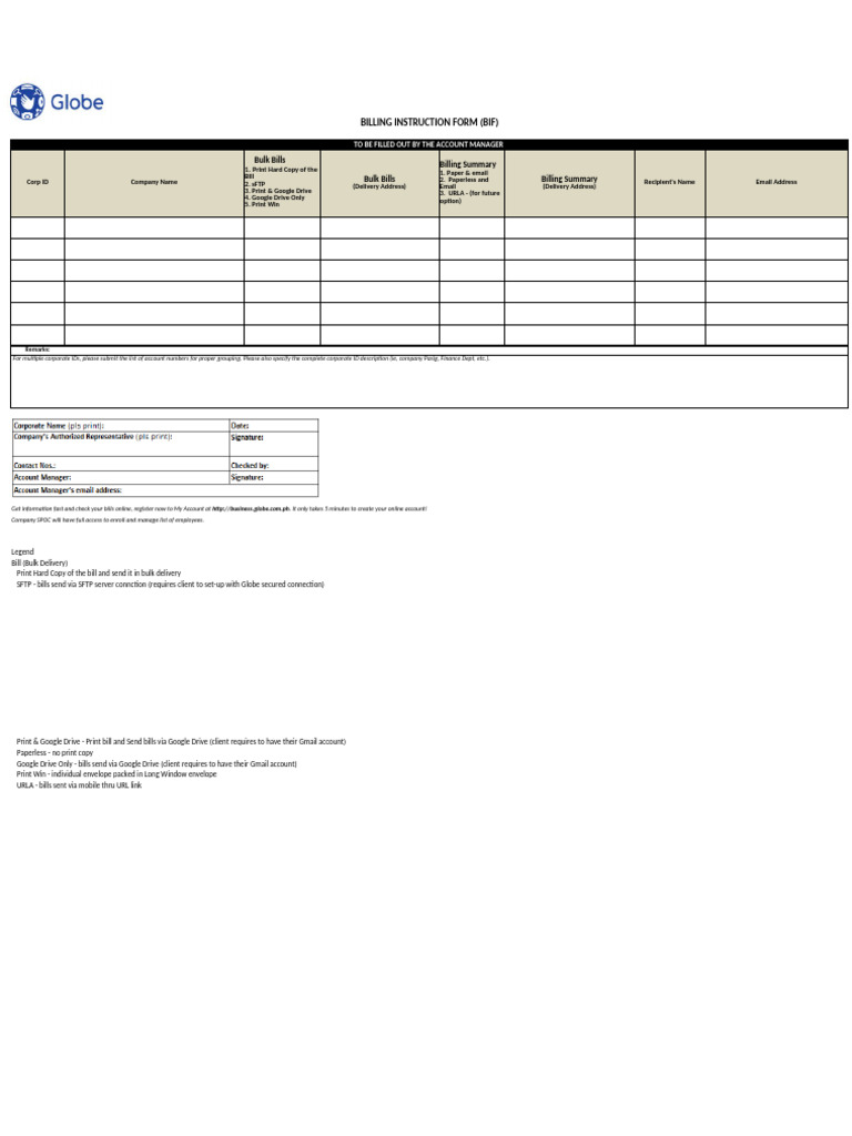 Billing Instruction Form (BIF) | PDF | Computer Networking ...