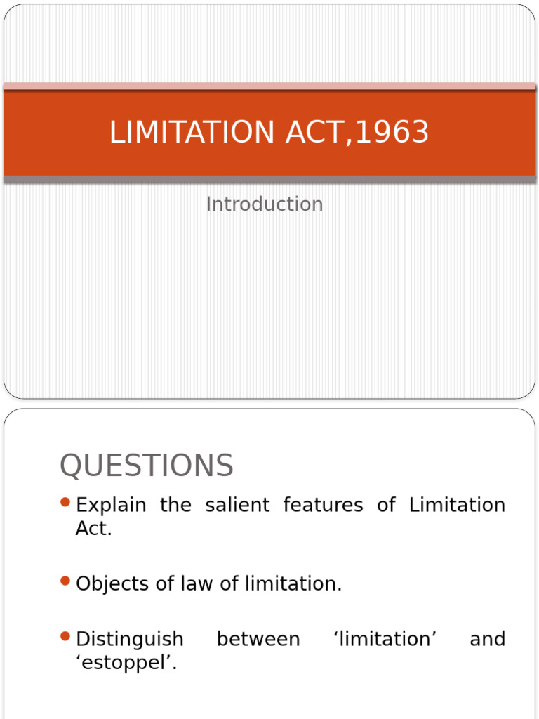 52 Intro Limitation Act | PDF | Estoppel | Judiciaries