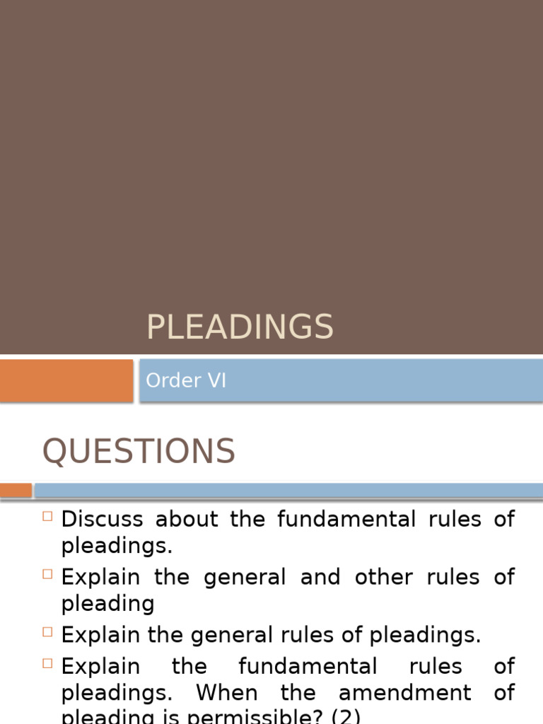 15 Order VI Pleadings | PDF | Pleading | Negligence