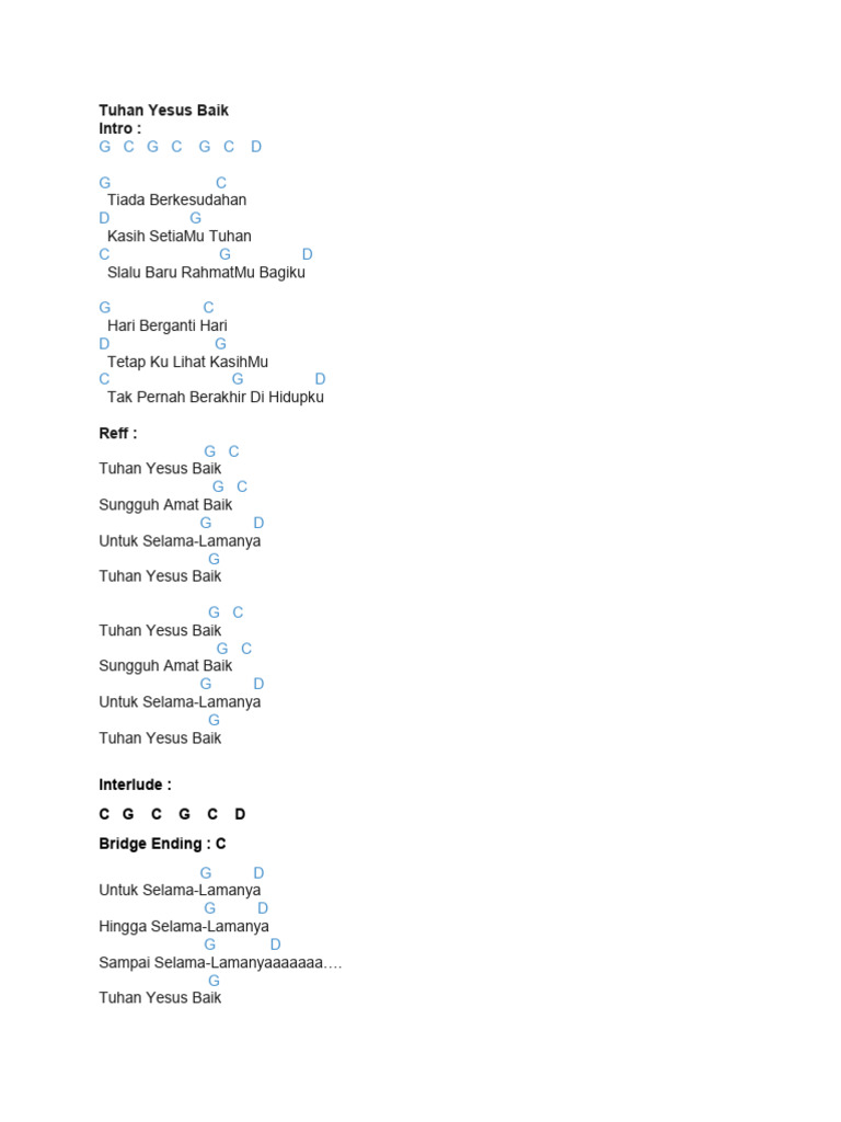 Chord Tuhan Yesus Baik | PDF