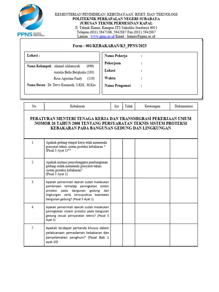 Form Kebakaran | PDF