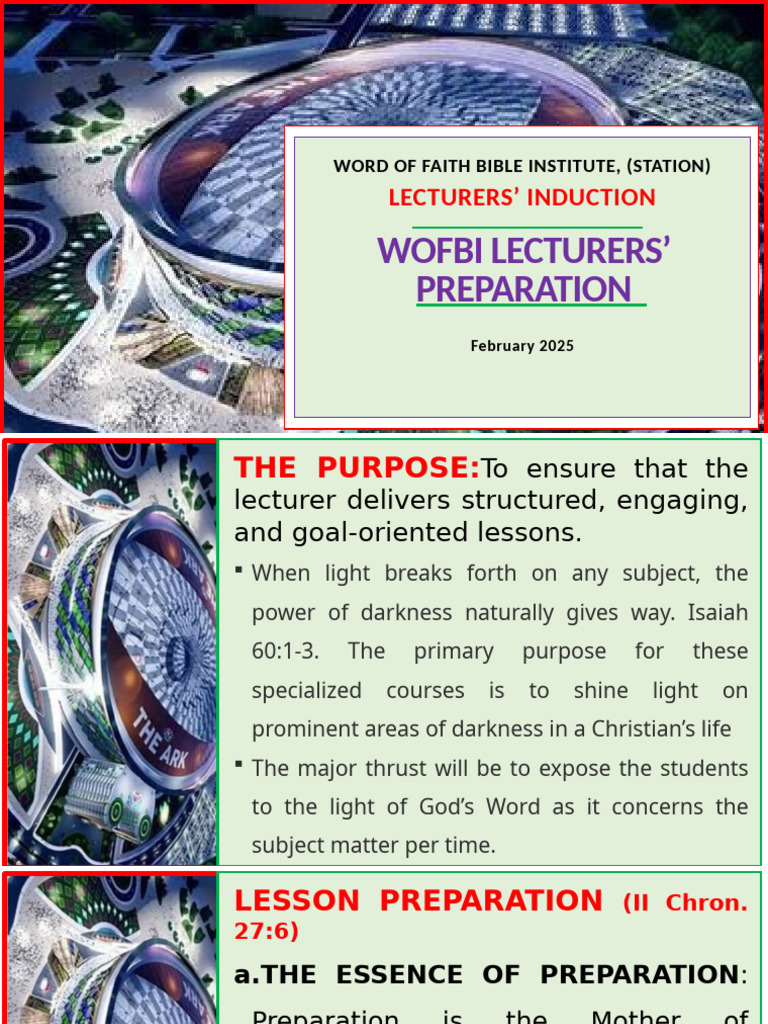 WOFBI 2025 Lecturers' Induction Guide | PDF