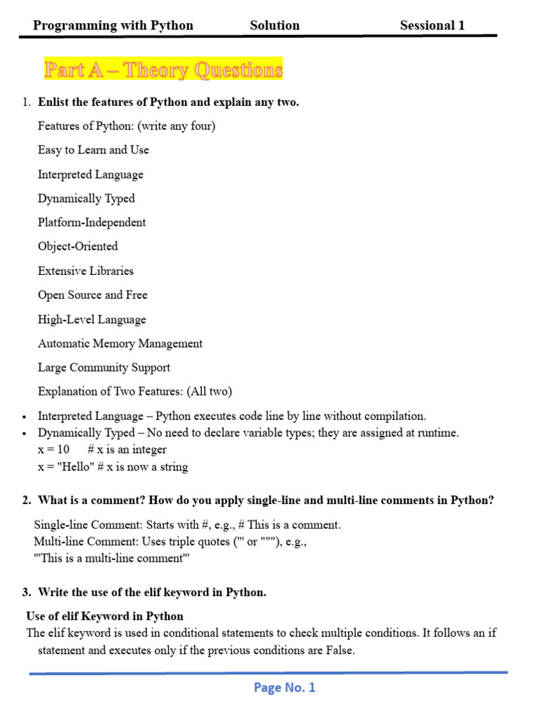 Solution PWP Question Bank | PDF | Python (Programming Language) | Software Engineering