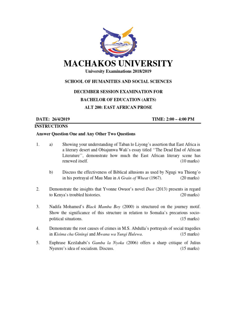 East African Prose Exam 2019 | PDF