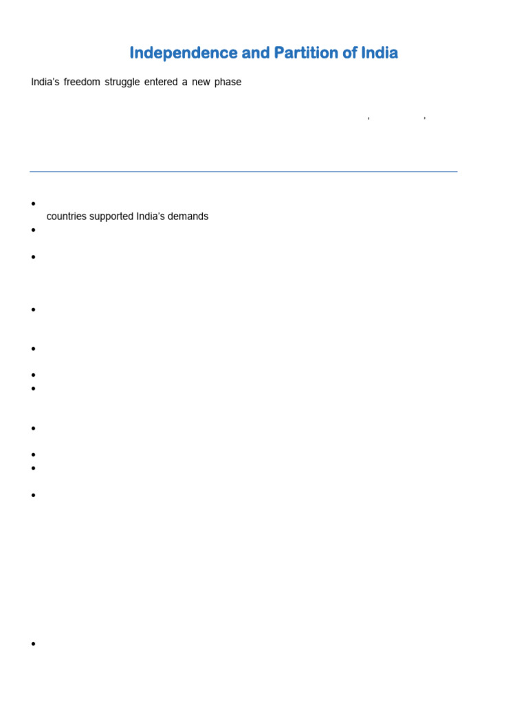 Partition and Independence of India | PDF | Partition Of India ...