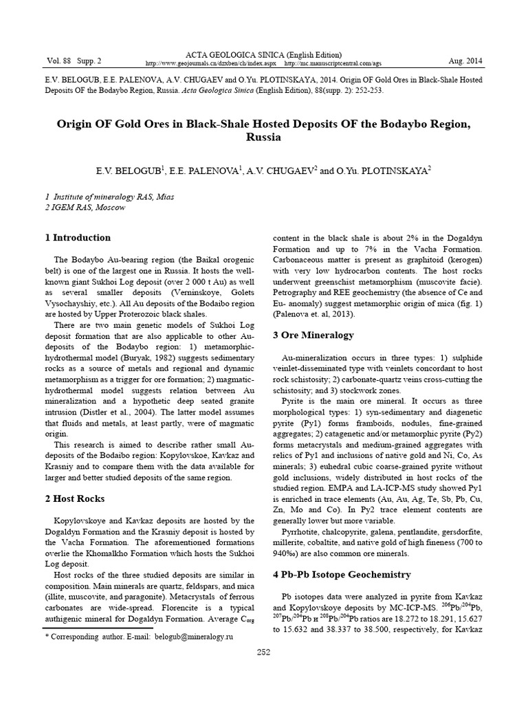 2014 v.8 No.2 Origin of Gold Ores in Black Shale Hosted Deposits of The ...
