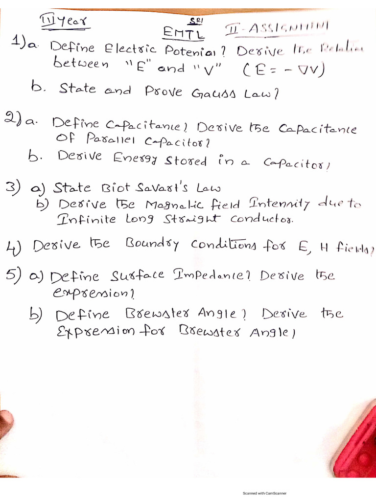 Emtl Assignment - 2 Questions | PDF