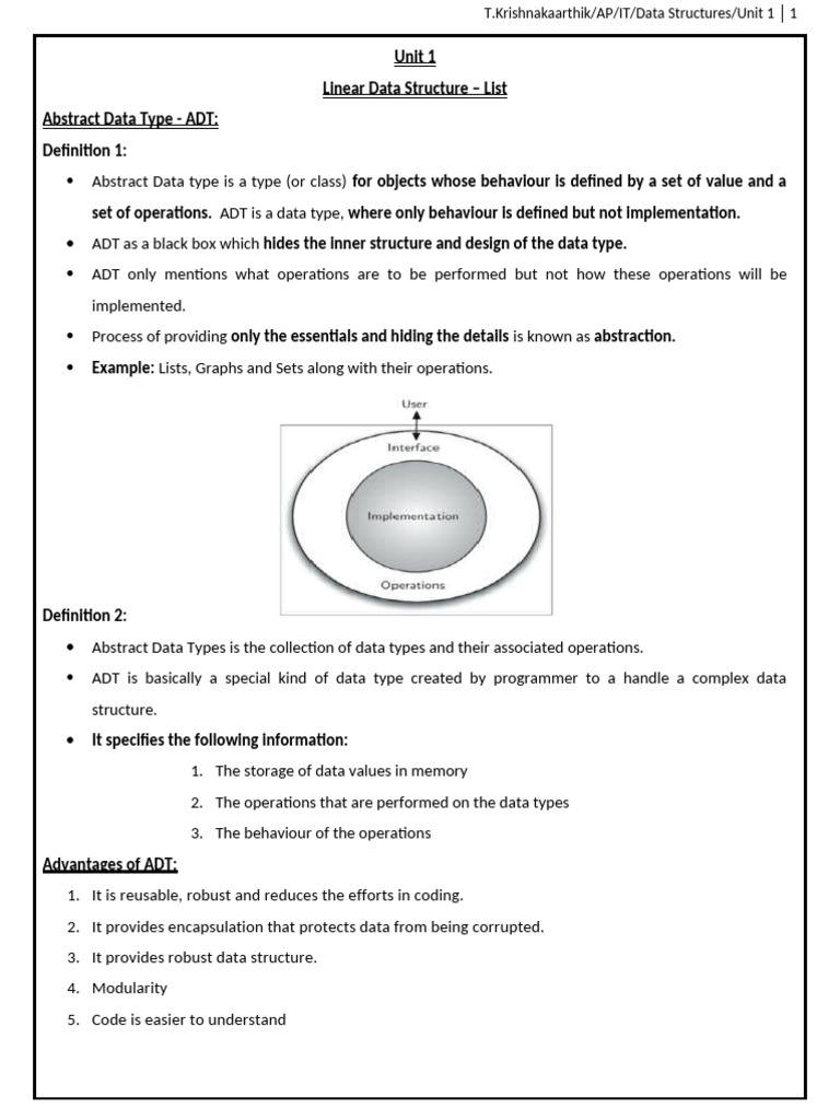 Linear Data Structures: Lists & ADT | PDF | Data Type | Pointer ...