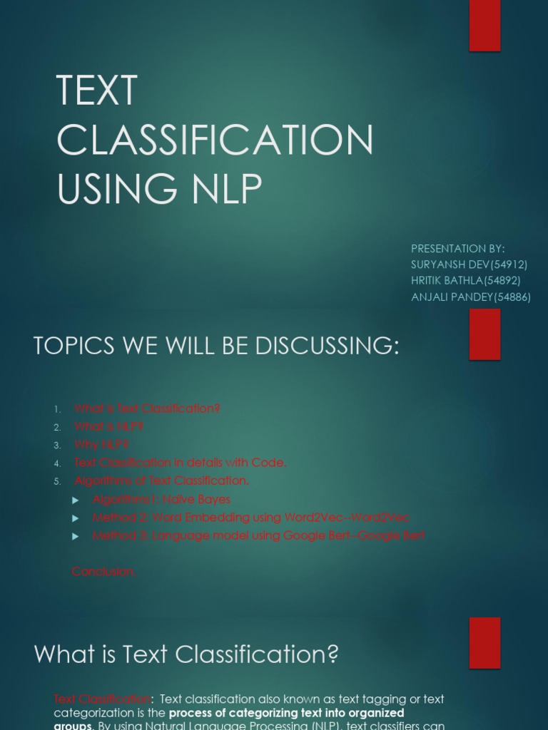 Text Classification Using Nlp Pdf Deep Learning Statistical Classification