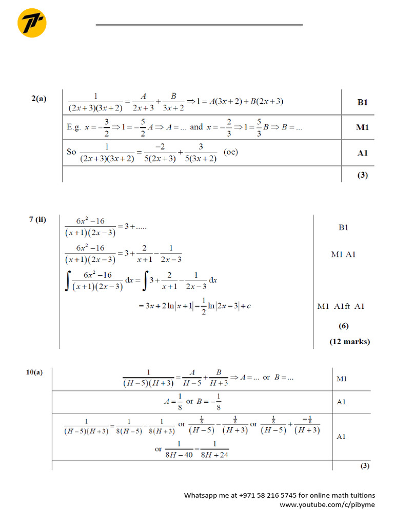 IAL Pure Math4 - CH2-Partial Fractions - MS | PDF