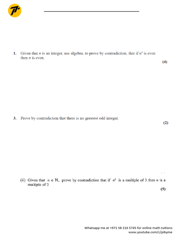 IAL Pure Math4 - CH1-Proof - QP | PDF