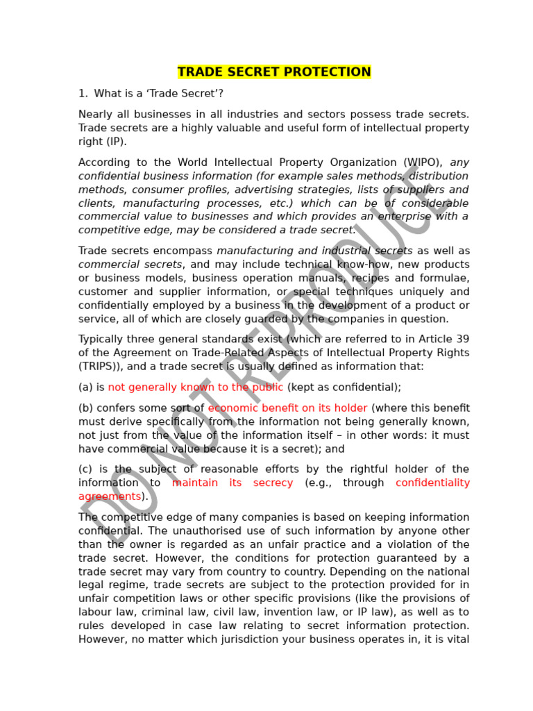 Essential Guide to Trade Secret Protection | PDF | Trade Secret | Non ...
