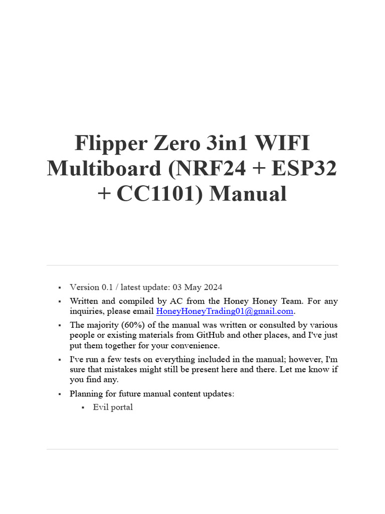 Flipper Zero 3 in Board Manual | PDF | Wi Fi | Computer Security