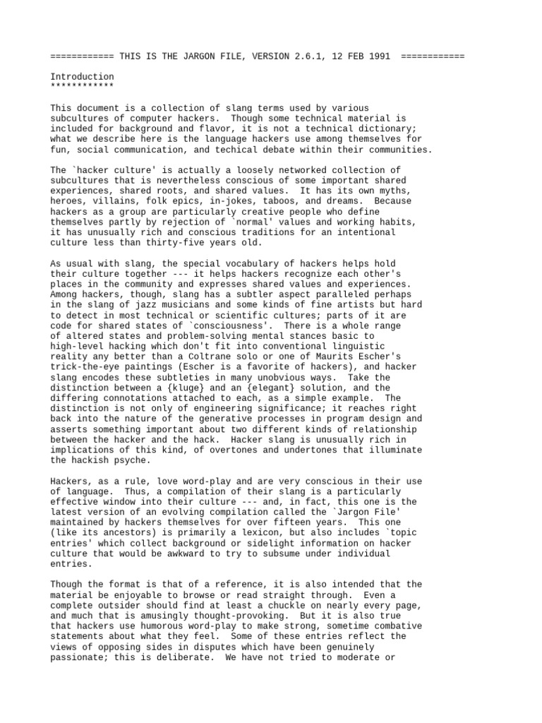 Jargon File | PDF | Linguistics