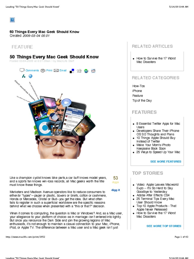 50 Things Every Mac Geek Should Know | PDF | Apple Inc. | I Tunes