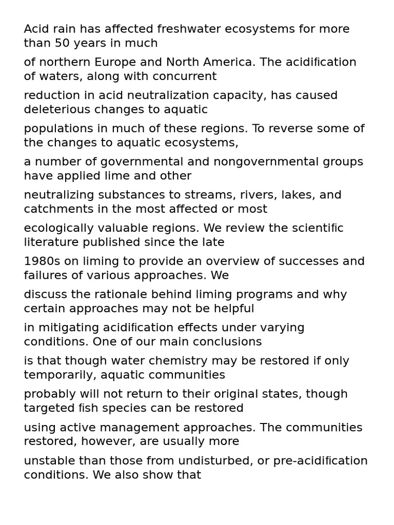 Acid Rain Has Affected Freshwater Ecosystems For More Than 50 Years in ...