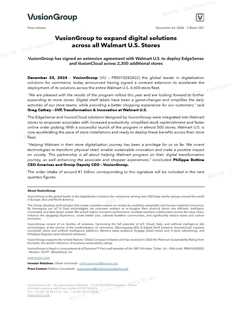 Vusiongroup Walmart Full Rollout PR Final | PDF | Walmart | Economies