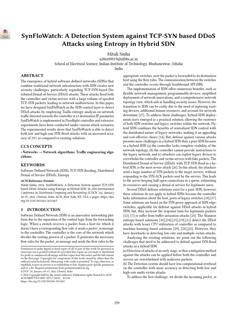 Syn flow | PDF | Denial Of Service Attack | Transmission Control Protocol