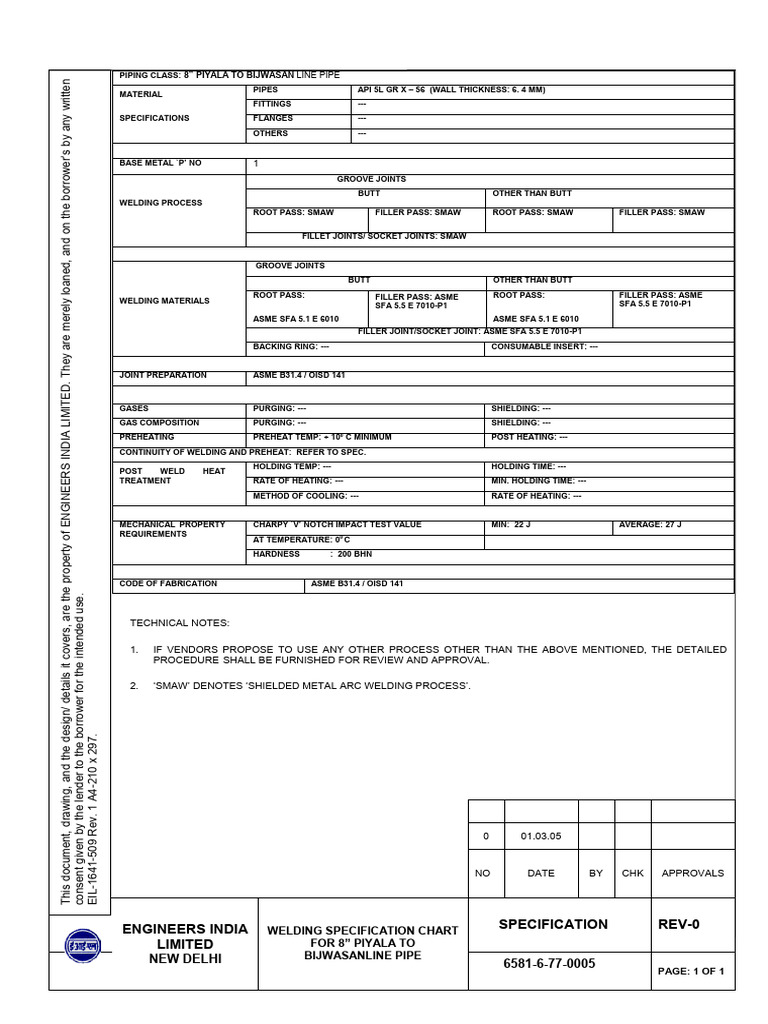 Weld Spec Charts - Piyala To Bijwasan | PDF | Welding | Construction
