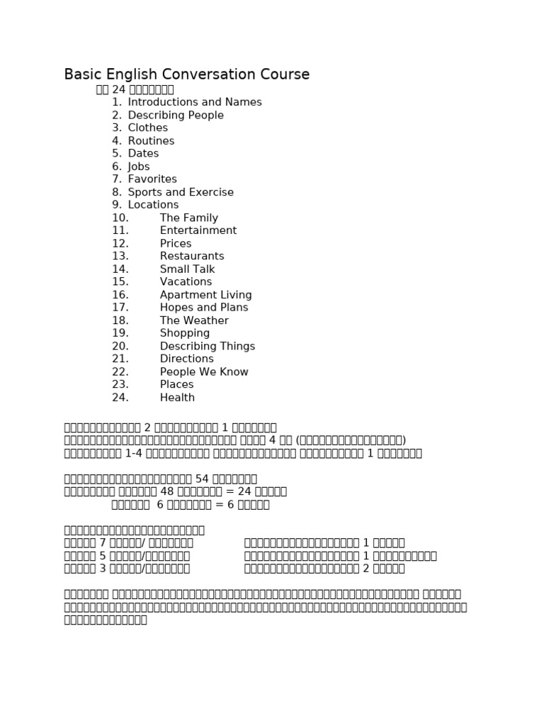 Basic English Conversation Course Fee | PDF