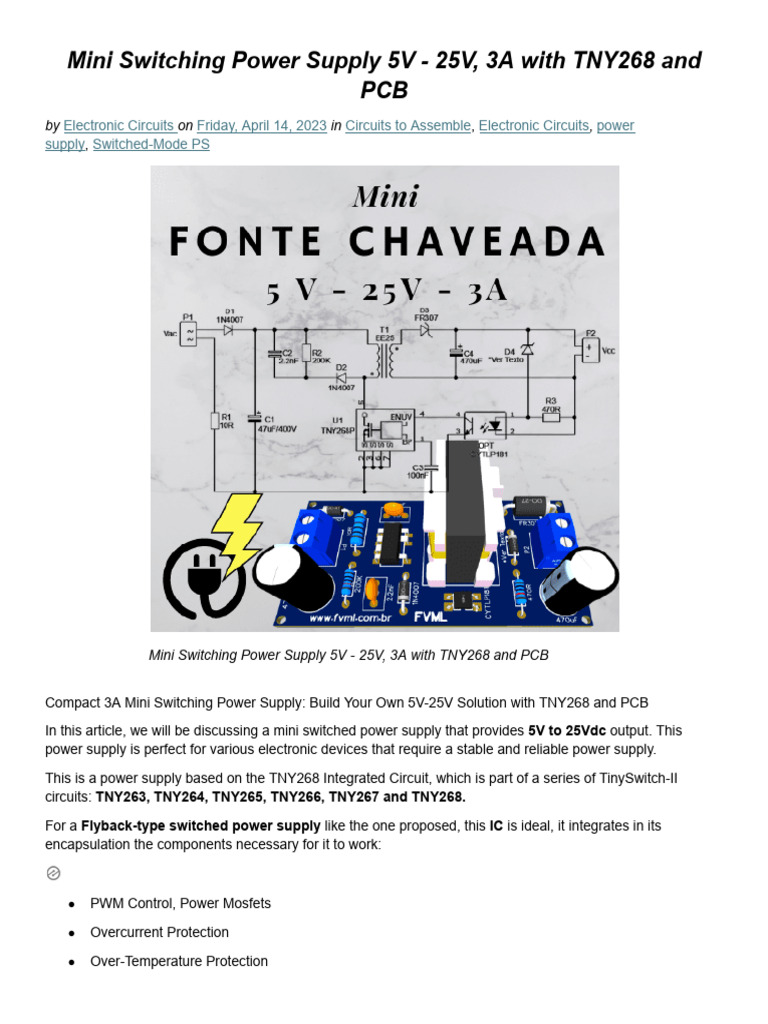 12V Mini Switching Power Supply Guide | PDF | Power Supply | Transformer
