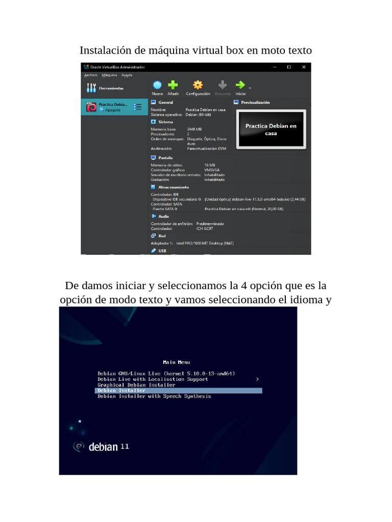 Instalación de VirtualBox en modo texto | PDF