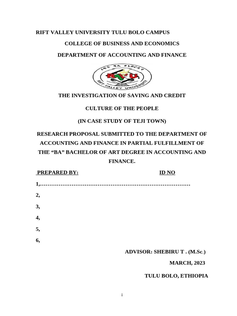 A Research Proposal 2024 New | PDF | Microfinance | Credit