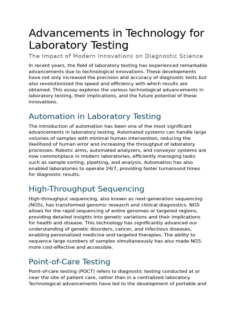 Innovations in Laboratory Testing | PDF | Biopsy | Dna Sequencing