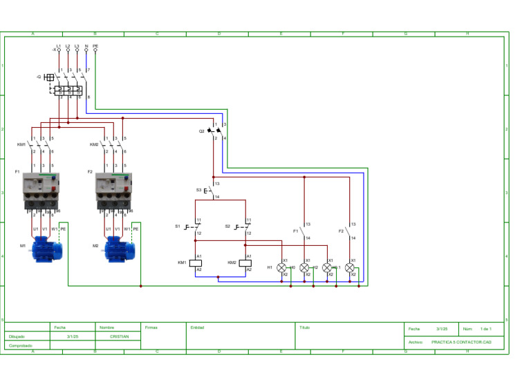 Diseño de Circuito Contactores CAD | PDF