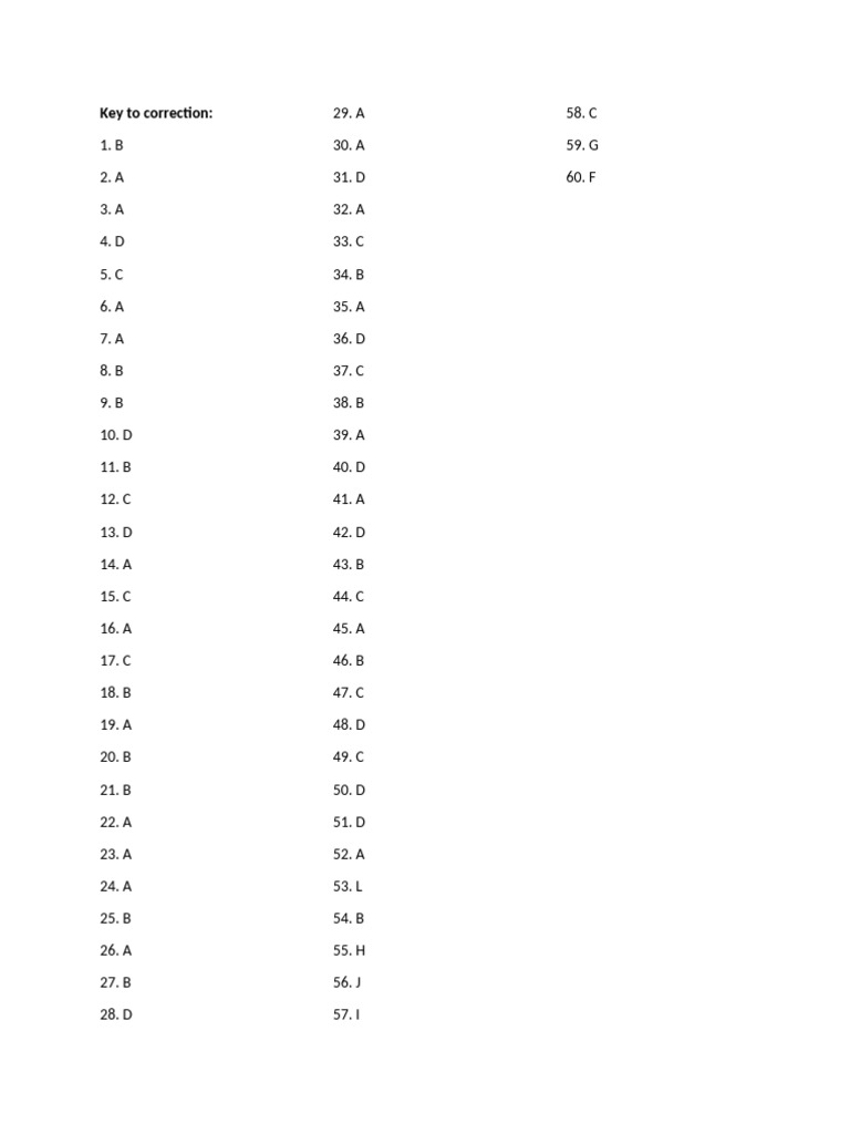 Key to Correction Overview | PDF