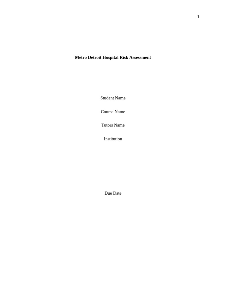 RA Risk Assessment in a Hospital Setting | PDF | Security | Computer ...